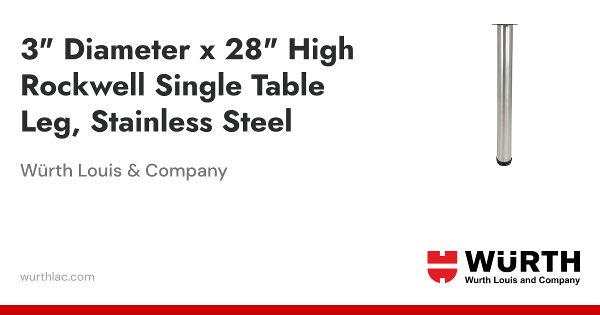 3" Diameter x 28" High Rockwell Single Table Leg, Stainless Steel ...