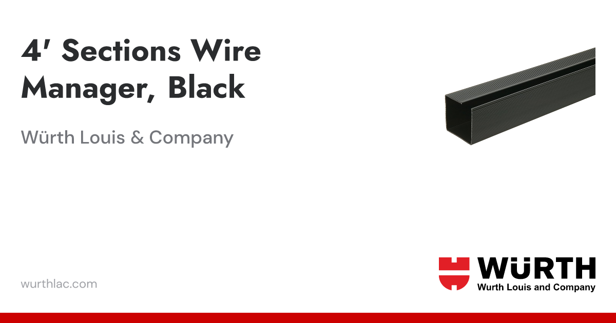 4' Sections Wire Manager, Black | Würth Louis & Company