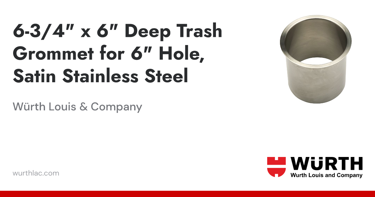 6-3/4" x 6" Deep Trash Grommet for 6" Hole, Satin Stainless Steel ...