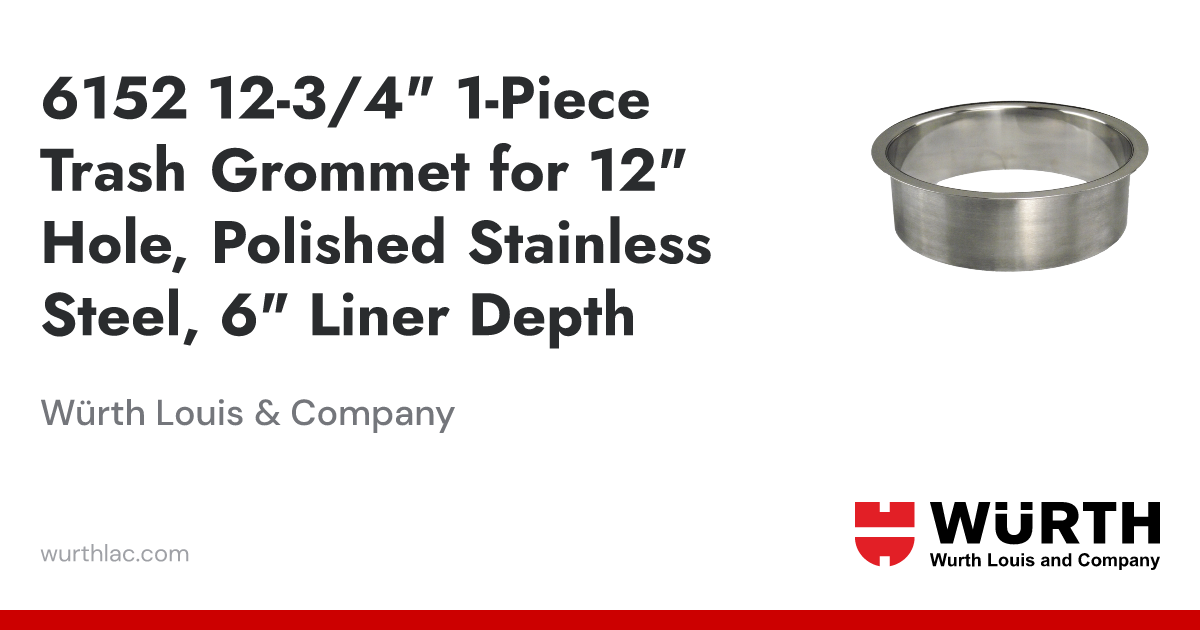6152 12-3/4" 1-Piece Trash Grommet for 12" Hole, Polished Stainless ...