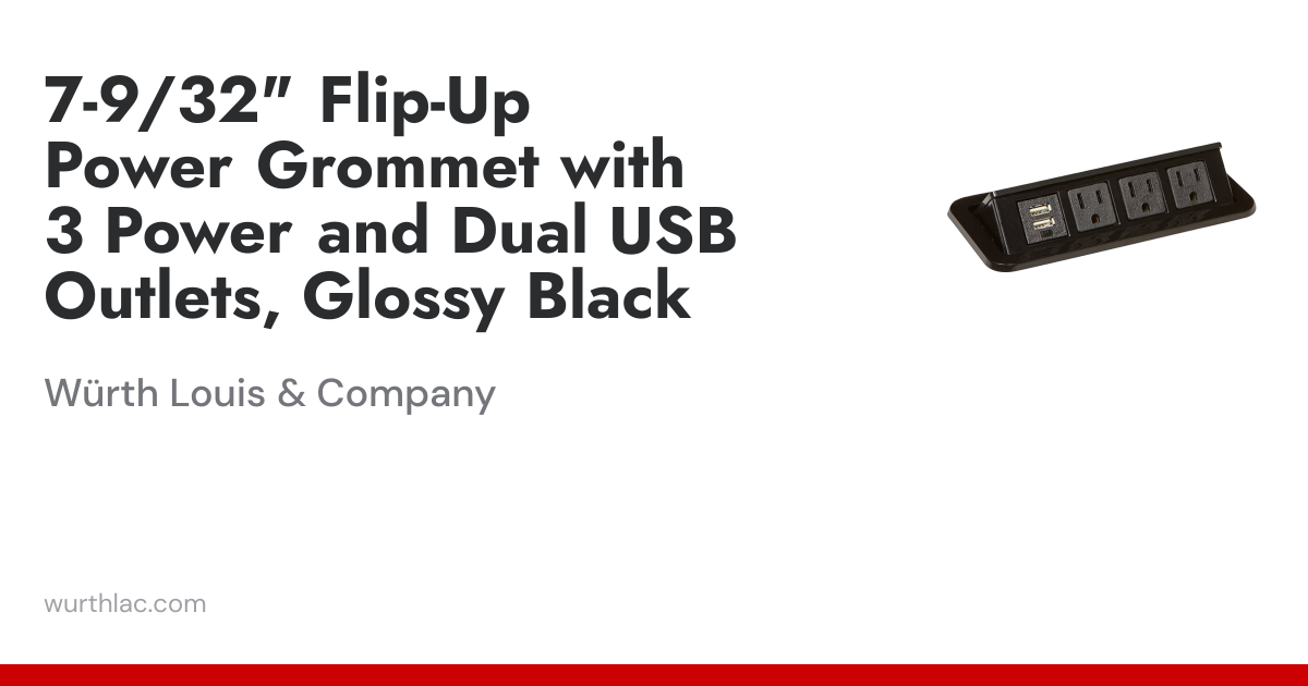 7-9/32" Flip-Up Power Grommet with 3 Power and Dual USB Outlets, Glossy ...