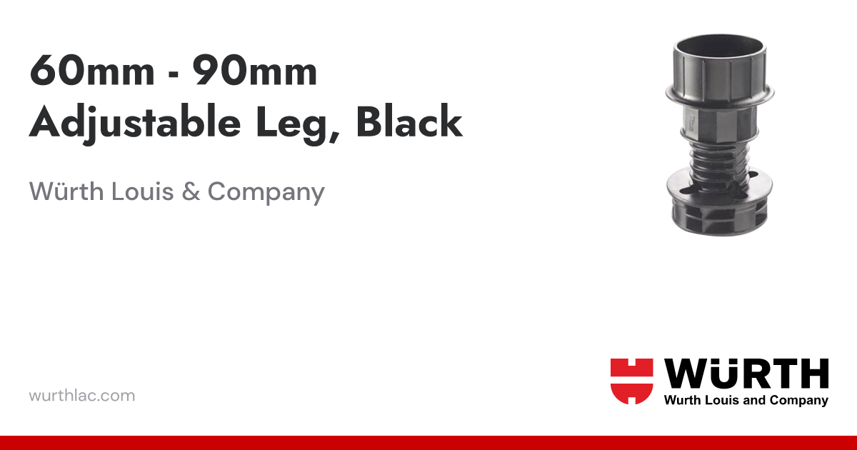 60mm - 90mm Adjustable Leg, Black | Würth Louis & Company