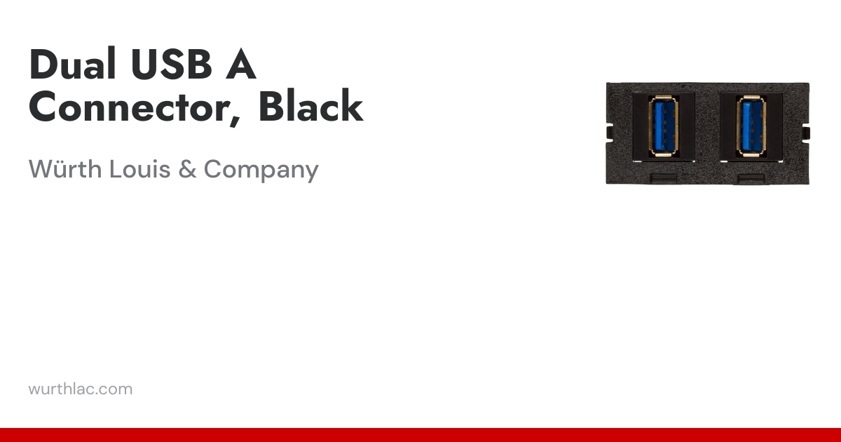 Dual USB A Connector, Black | Würth Louis & Company