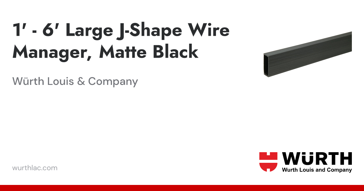 1' - 6' Large J-Shape Wire Manager, Matte Black | Würth Louis & Company
