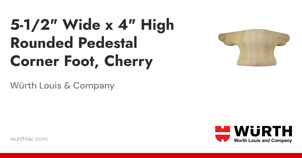 5-1/2" Wide x 4" High Rounded Pedestal Corner Foot, Cherry | Würth ...