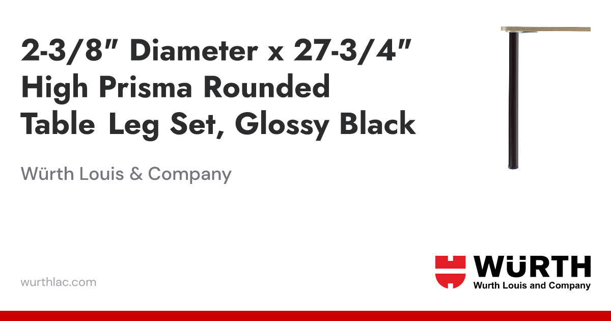 2-3/8" Diameter x 27-3/4" High Prisma Rounded Table Leg Set, Glossy ...