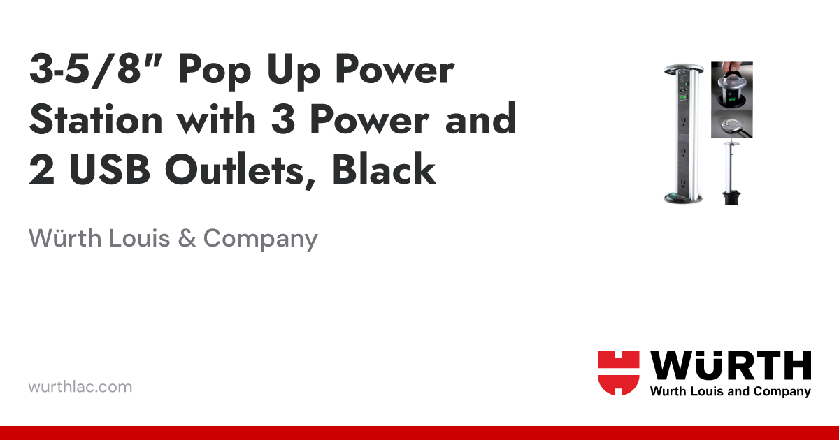 3-5/8" Pop Up Power Station with 3 Power and 2 USB Outlets, Black ...