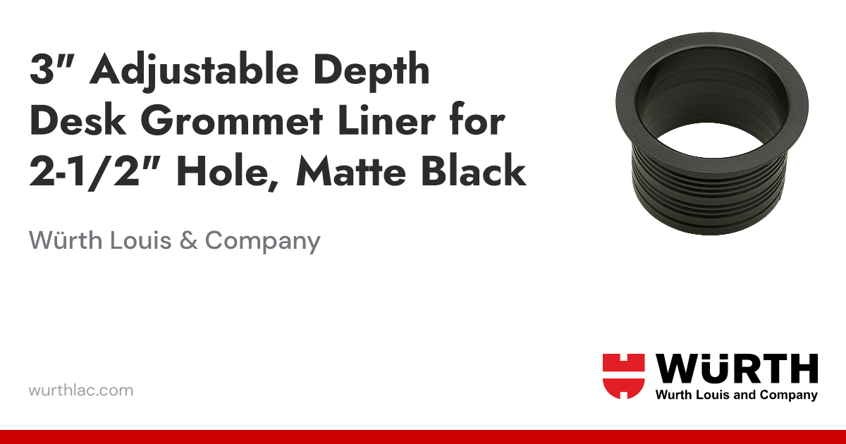 3" Adjustable Depth Desk Grommet Liner for 2-1/2" Hole, Matte Black ...