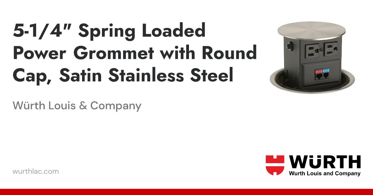 5-1/4" Spring Loaded Power Grommet with Round Cap, Satin Stainless ...
