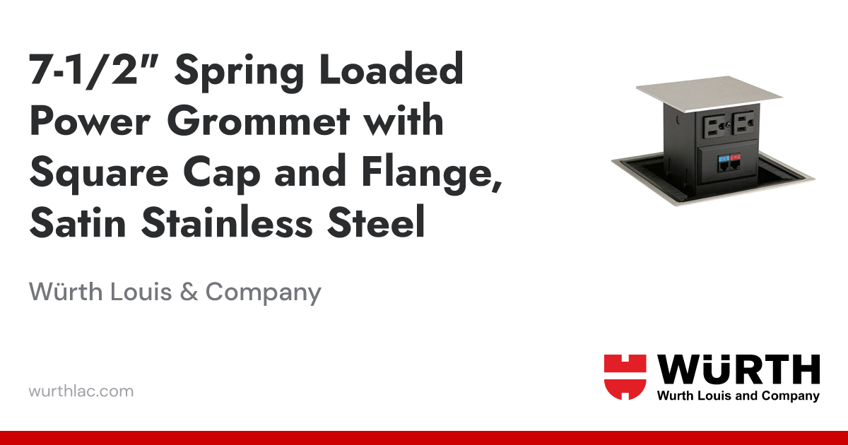 7-1/2" Spring Loaded Power Grommet with Square Cap and Flange, Satin ...
