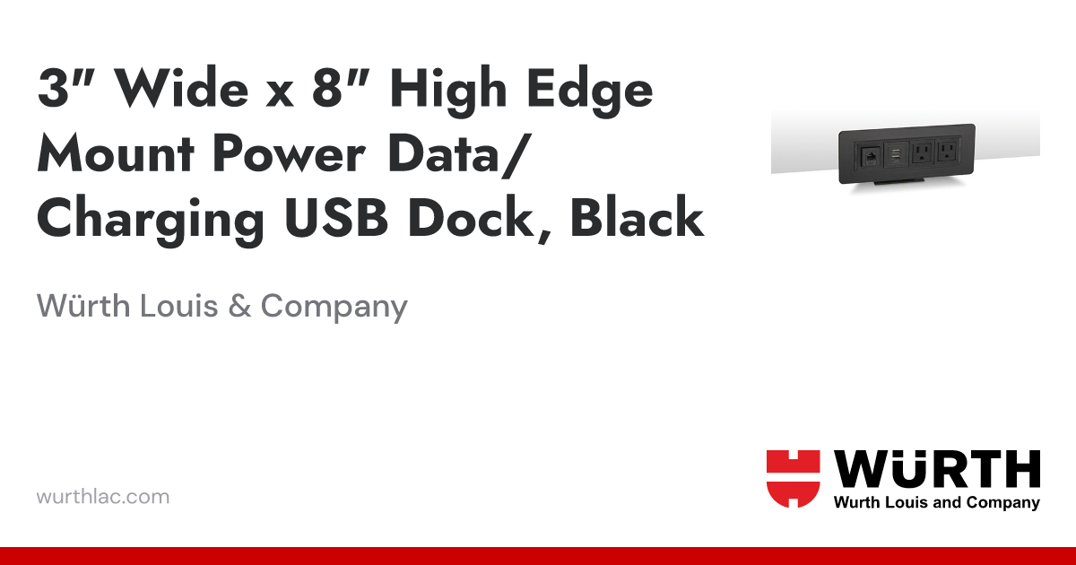 3" Wide x 8" High Edge Mount Power Data/Charging USB Dock, Black ...