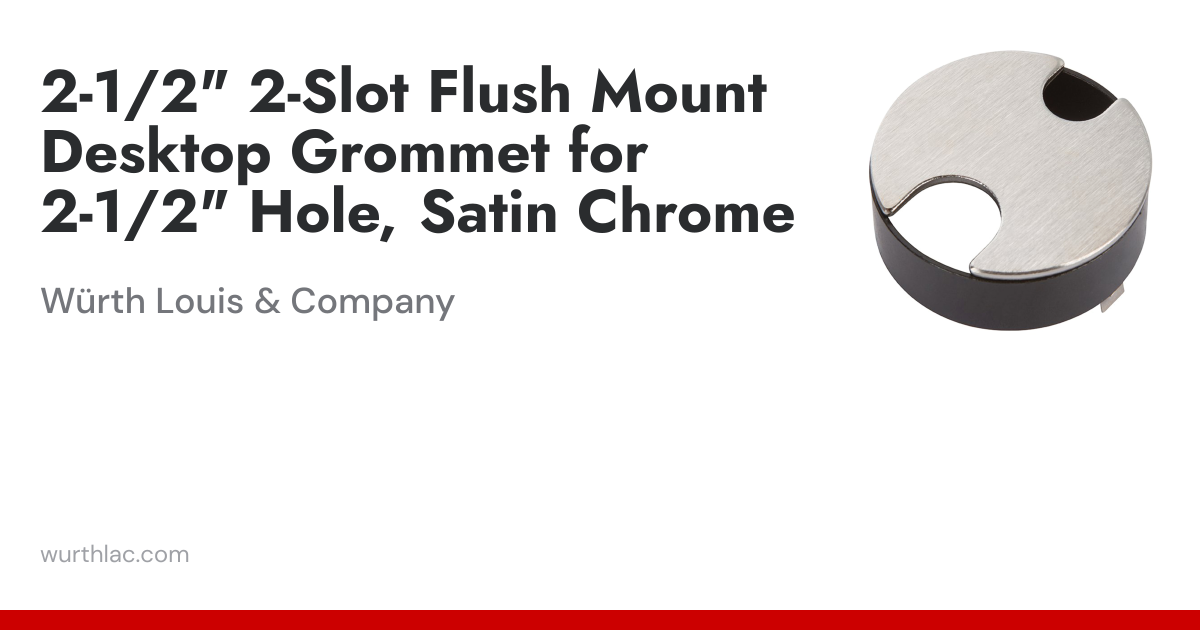 2-1/2" 2-Slot Flush Mount Desktop Grommet for 2-1/2" Hole, Satin Chrome ...