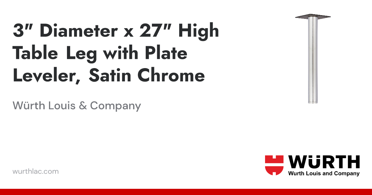 3" Diameter x 27" High Table Leg with Plate Leveler, Satin Chrome ...