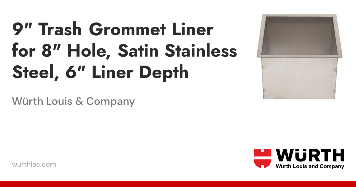 9" Trash Grommet Liner for 8" Hole, Satin Stainless Steel, 6" Liner ...