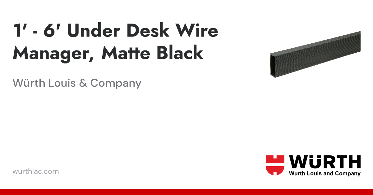 1' - 6' Under Desk Wire Manager, Matte Black | Würth Louis & Company