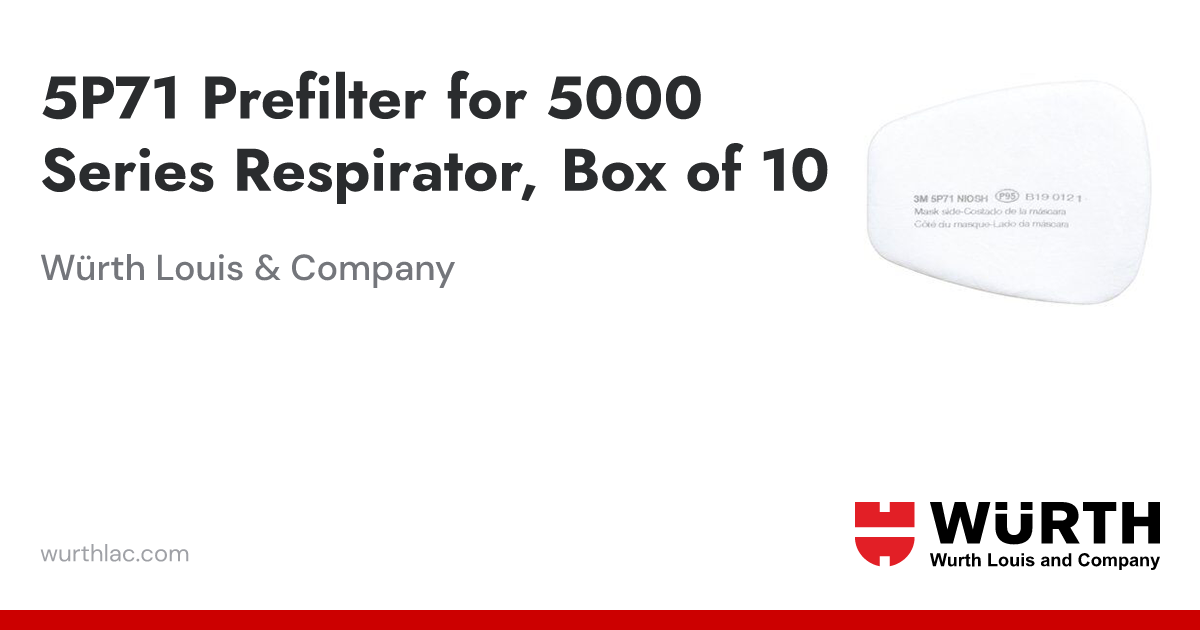 5P71 Prefilter for 5000 Series Respirator, Box of 10 | Würth Louis ...