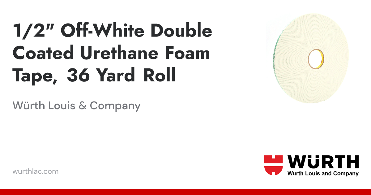 1/2" Off-White Double Coated Urethane Foam Tape, 36 Yard Roll | Würth ...