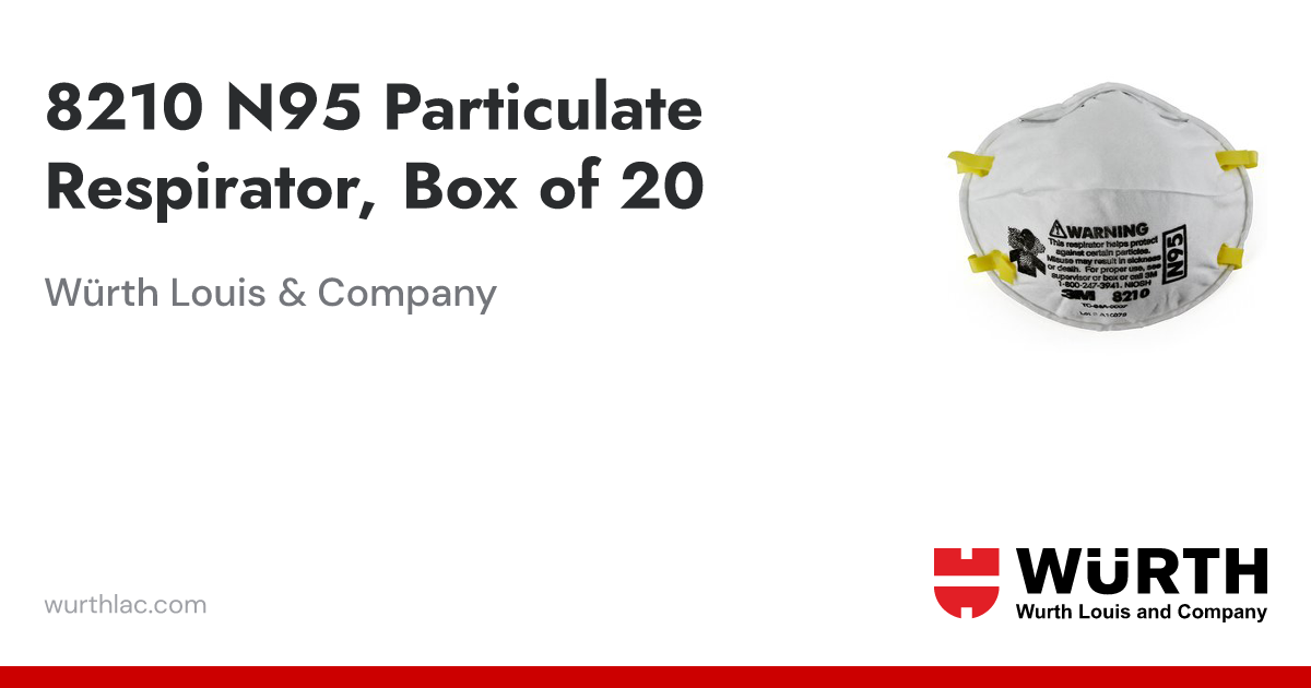 8210 N95 Particulate Respirator, Box of 20 | Würth Louis & Company