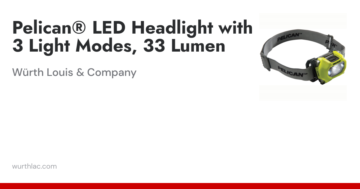 Pelican® LED Headlight with 3 Light Modes, 33 Lumen | Würth Louis & Company