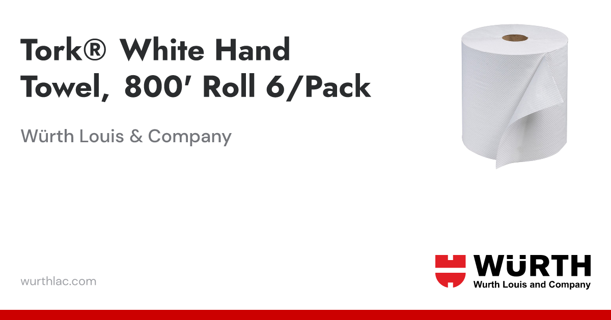 Tork® White Hand Towel, 800' Roll 6/Pack | Würth Louis & Company