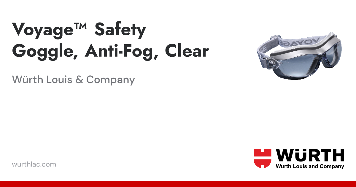 Voyage™ Safety Goggle, Anti-Fog, Clear | Würth Louis & Company