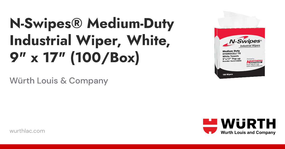 N-Swipes® Medium-Duty Industrial Wiper, White, 9" x 17" (100/Box ...