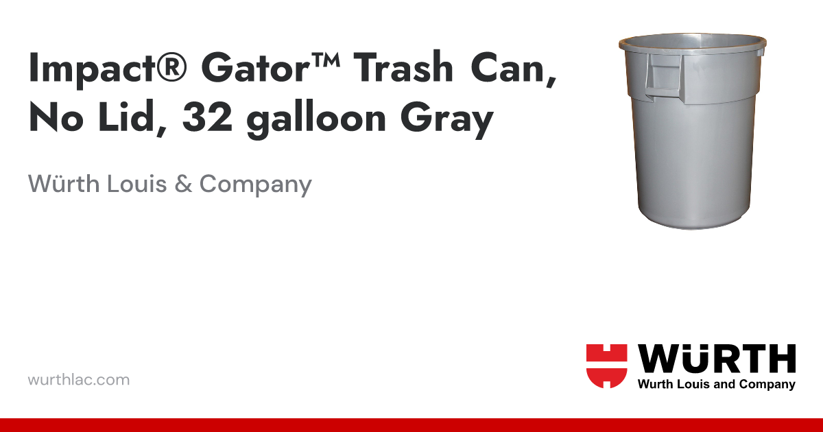 Impact® Gator™ Trash Can, No Lid, 32 galloon Gray | Würth Louis & Company