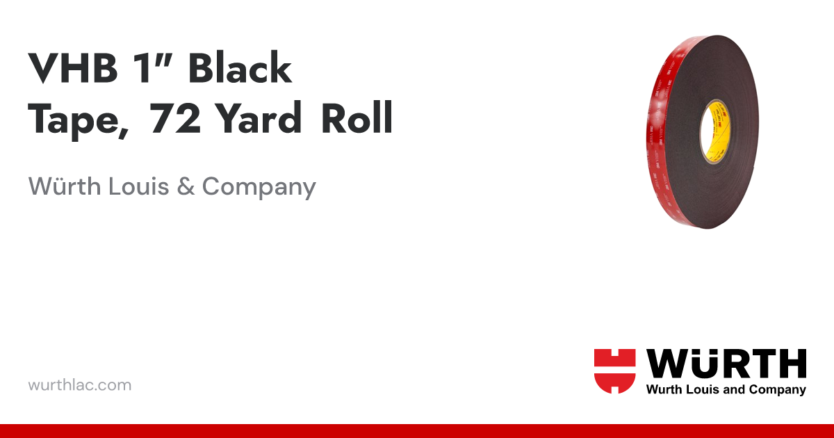 VHB 1" Black Tape, 72 Yard Roll | Würth Louis & Company