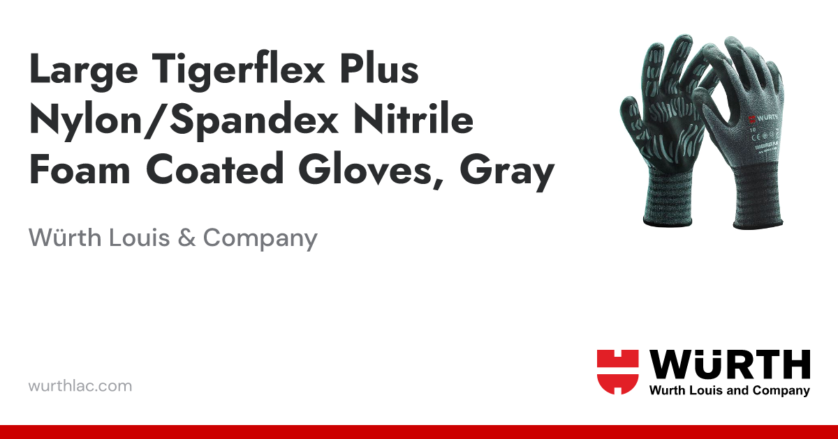 Large Tigerflex Plus Nylon/Spandex Nitrile Foam Coated Gloves, Gray | Würth Louis & Company