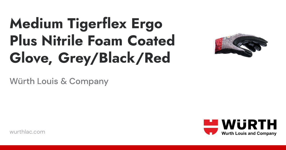 Medium Tigerflex Ergo Plus Nitrile Foam Coated Glove, Grey/Black/Red ...