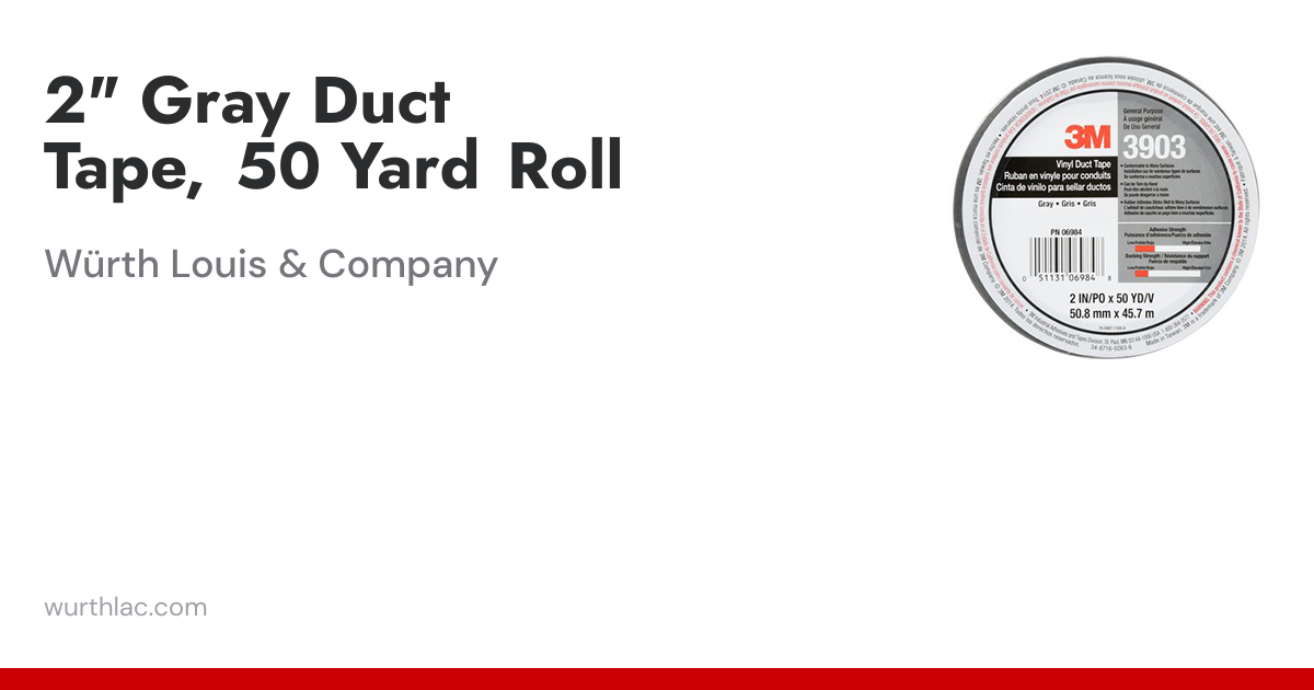 2" Gray Duct Tape, 50 Yard Roll | Würth Louis & Company