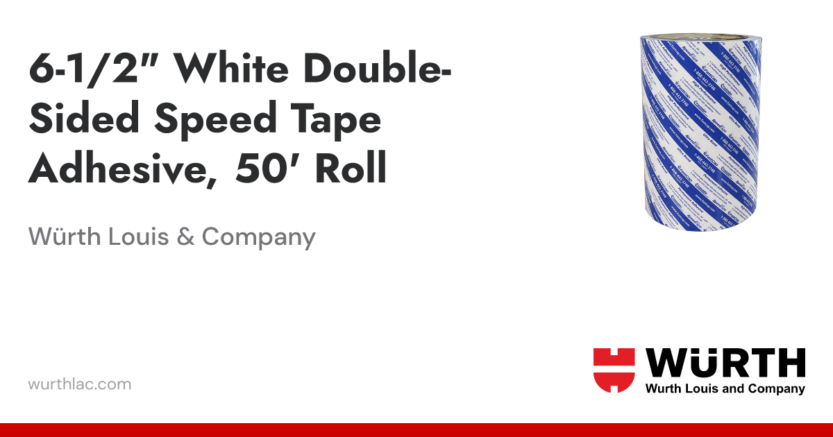 6-1/2" White Double-Sided Speed Tape Adhesive, 50' Roll | Würth Louis ...