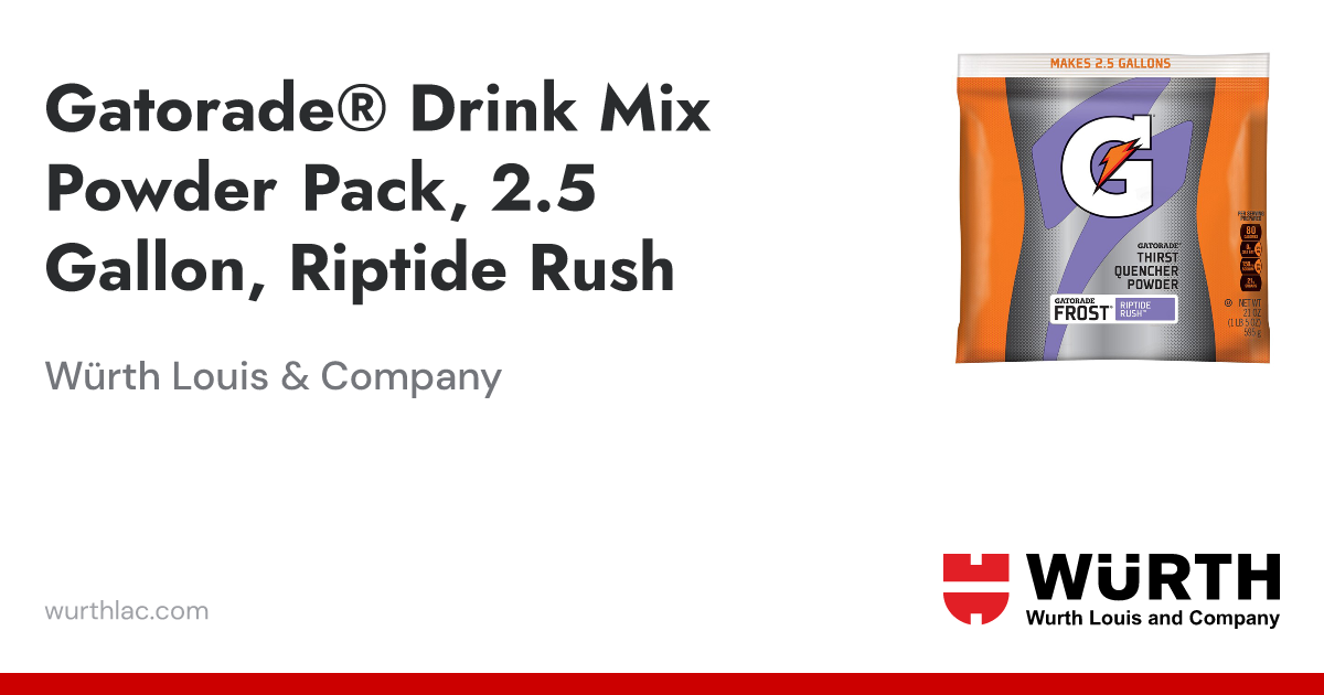 Gatorade® Drink Mix Powder Pack, 2.5 Gallon, Riptide Rush | Würth Louis ...