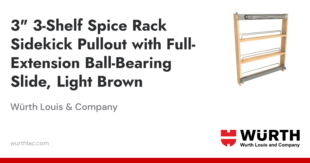 3" 3-Shelf Spice Rack Sidekick Pullout with Full-Extension Ball-Bearing Slide, Light Brown ...