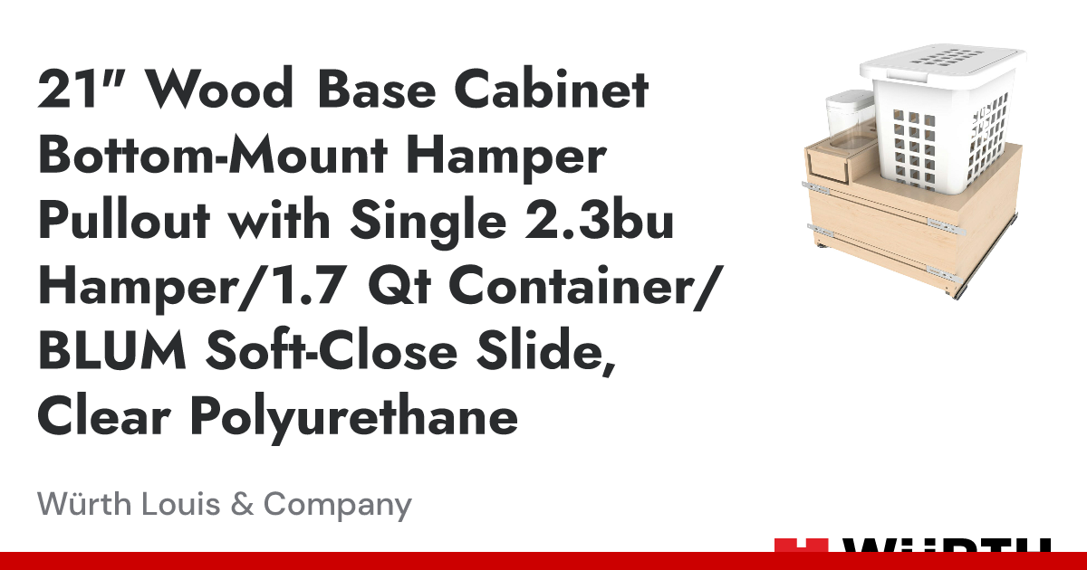 21" Wood Base Cabinet Bottom-Mount Hamper Pullout with Single 2.3bu ...