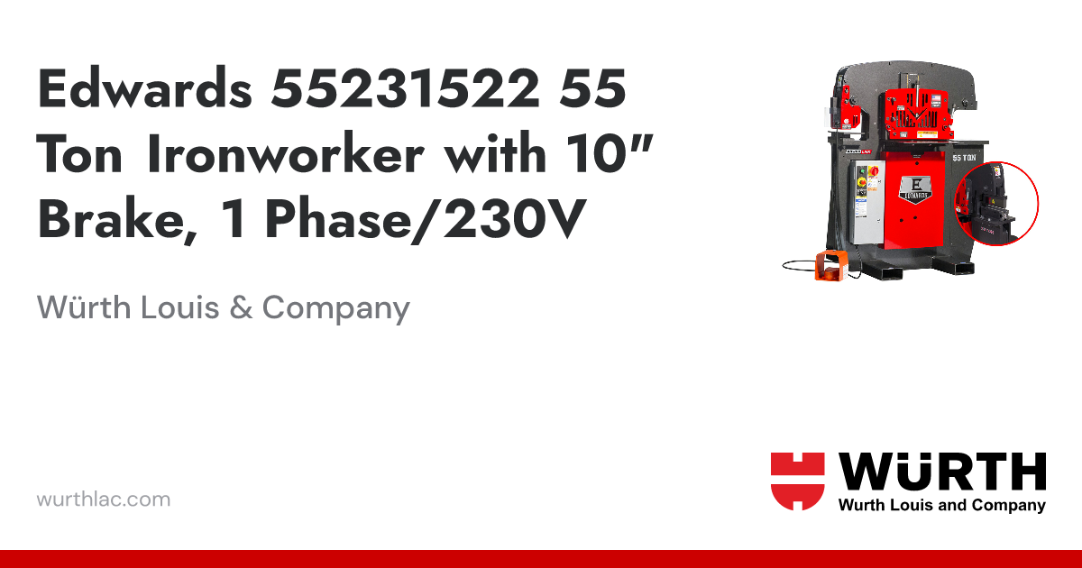Edwards 55231522 55 Ton Ironworker with 10" Brake, 1 Phase/230V | Würth ...