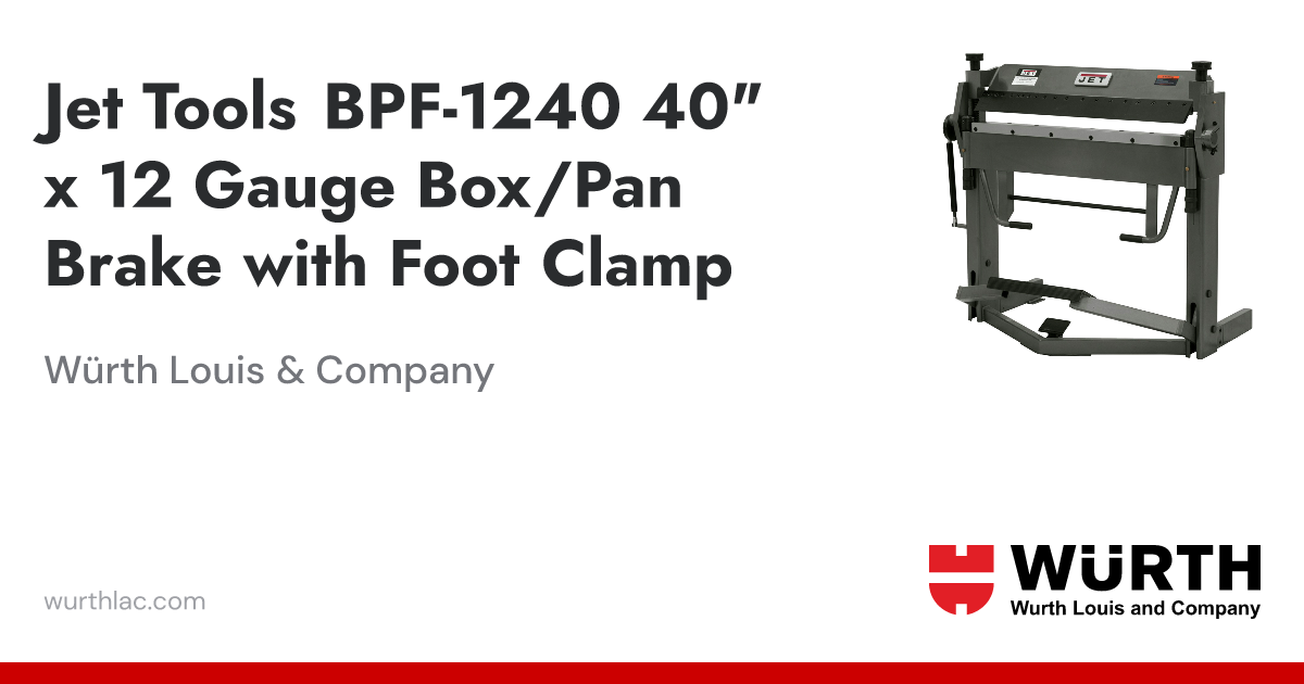 Jet Tools BPF-1240 40" x 12 Gauge Box/Pan Brake with Foot Clamp | Würth Louis & Company