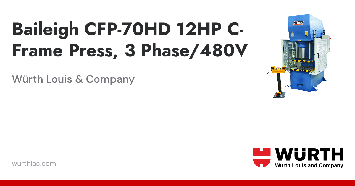 Baileigh CFP-70HD 12HP C-Frame Press, 3 Phase/480V | Würth Louis & Company