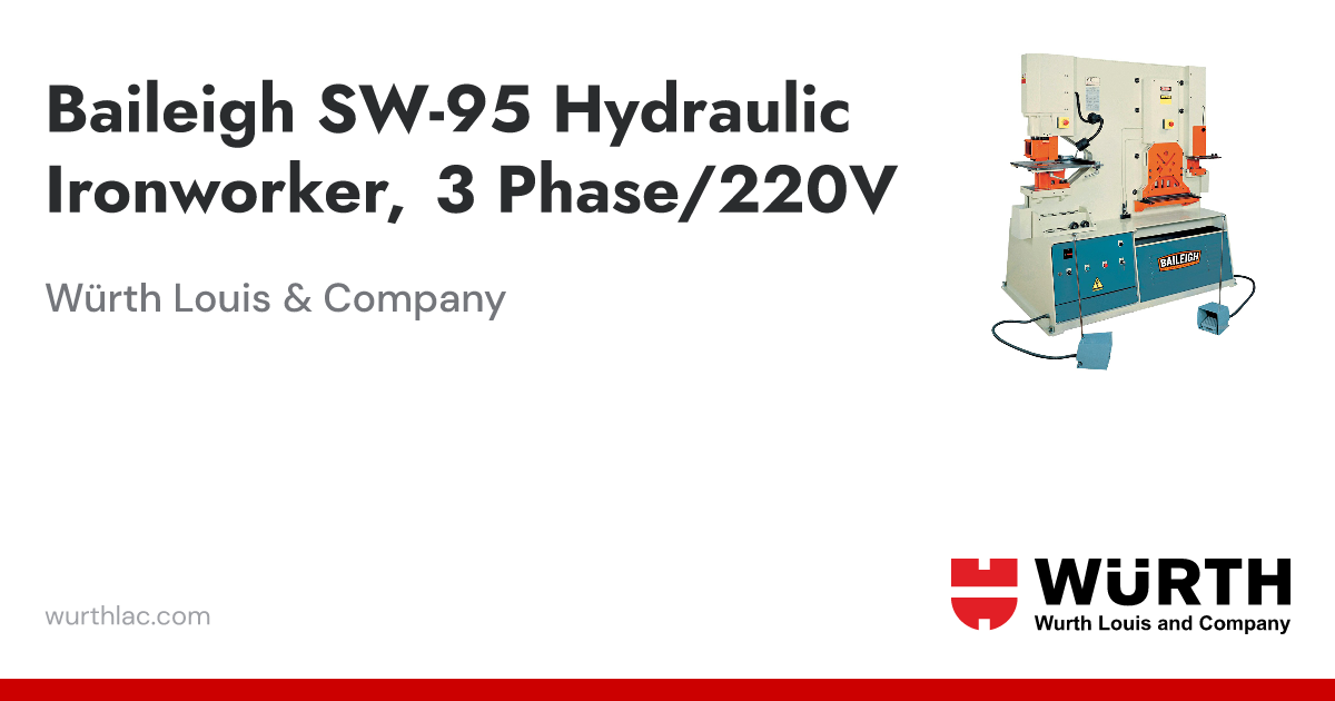 Baileigh SW-95 Hydraulic Ironworker, 3 Phase/220V | Würth Louis & Company