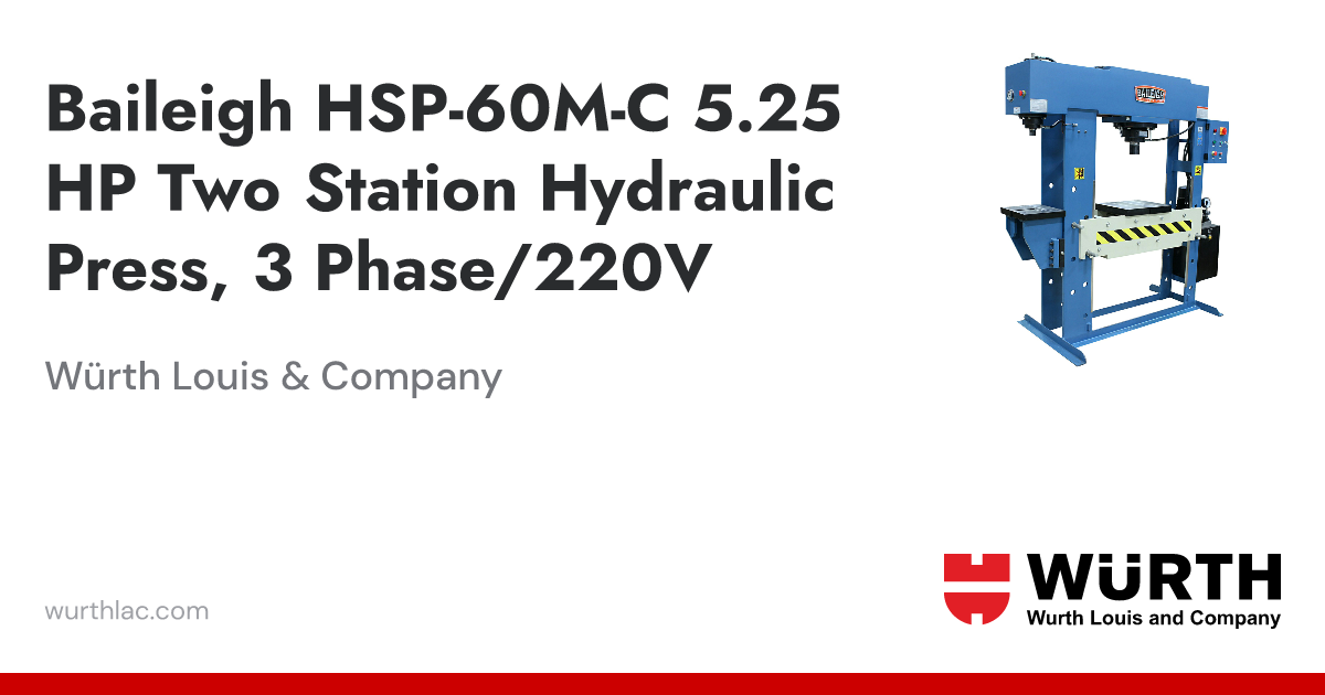 Baileigh HSP-60M-C 5.25 HP Two Station Hydraulic Press, 3 Phase/220V | Würth Louis & Company
