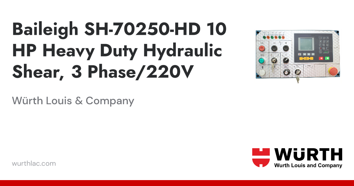 Baileigh SH-70250-HD 10 HP Heavy Duty Hydraulic Shear, 3 Phase/220V ...