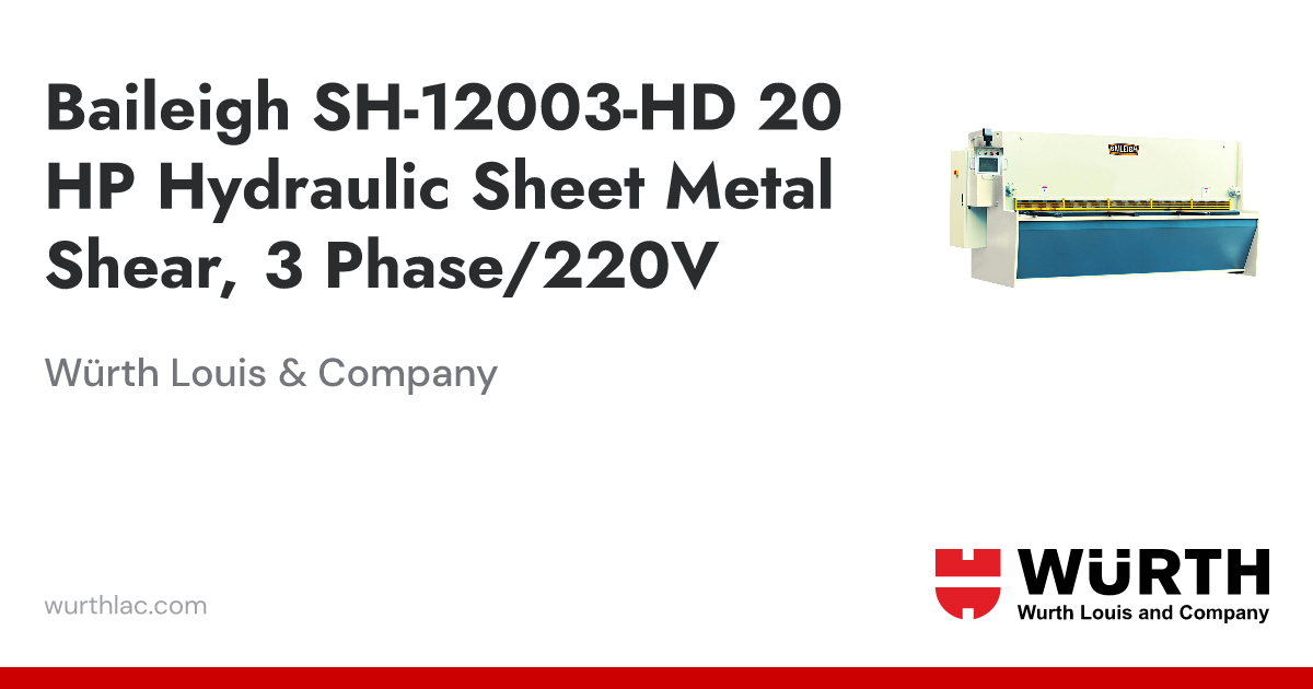 Baileigh SH-12003-HD 20 HP Hydraulic Sheet Metal Shear, 3 Phase/220V ...