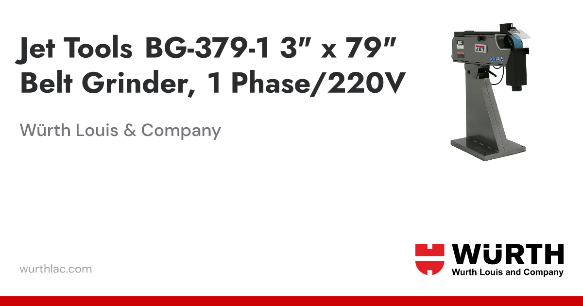 Jet Tools BG-379-1 3" x 79" Belt Grinder, 1 Phase/220V | Würth Louis ...