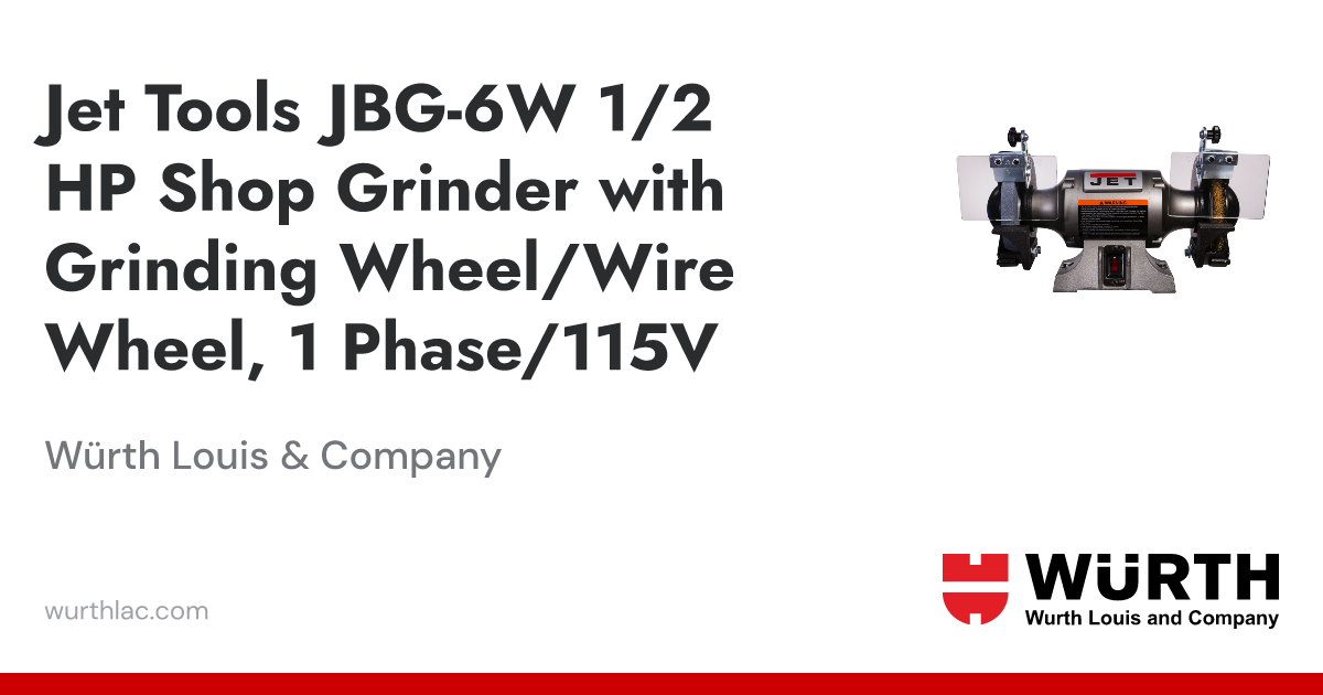 Jet Tools JBG-6W 1/2 HP Shop Grinder with Grinding Wheel/Wire Wheel, 1 ...