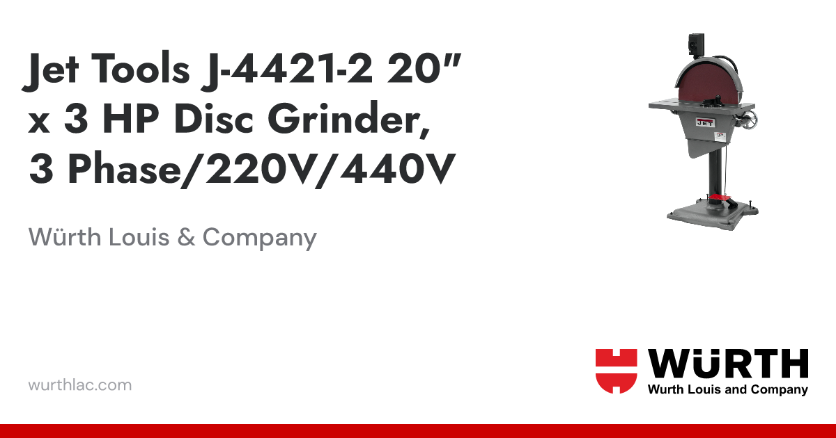 Jet Tools J-4421-2 20" x 3 HP Disc Grinder, 3 Phase/220V/440V | Würth ...