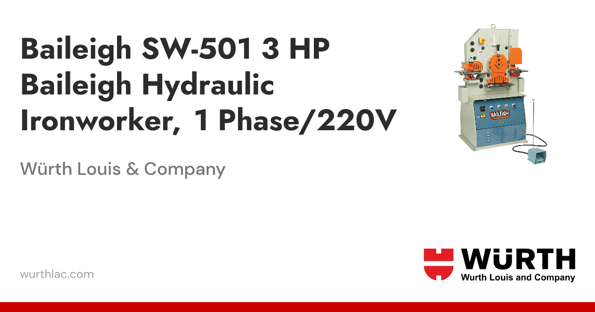 Baileigh SW-501 3 HP Baileigh Hydraulic Ironworker, 1 Phase/220V ...