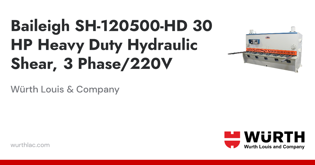 Baileigh SH-120500-HD 30 HP Heavy Duty Hydraulic Shear, 3 Phase/220V ...