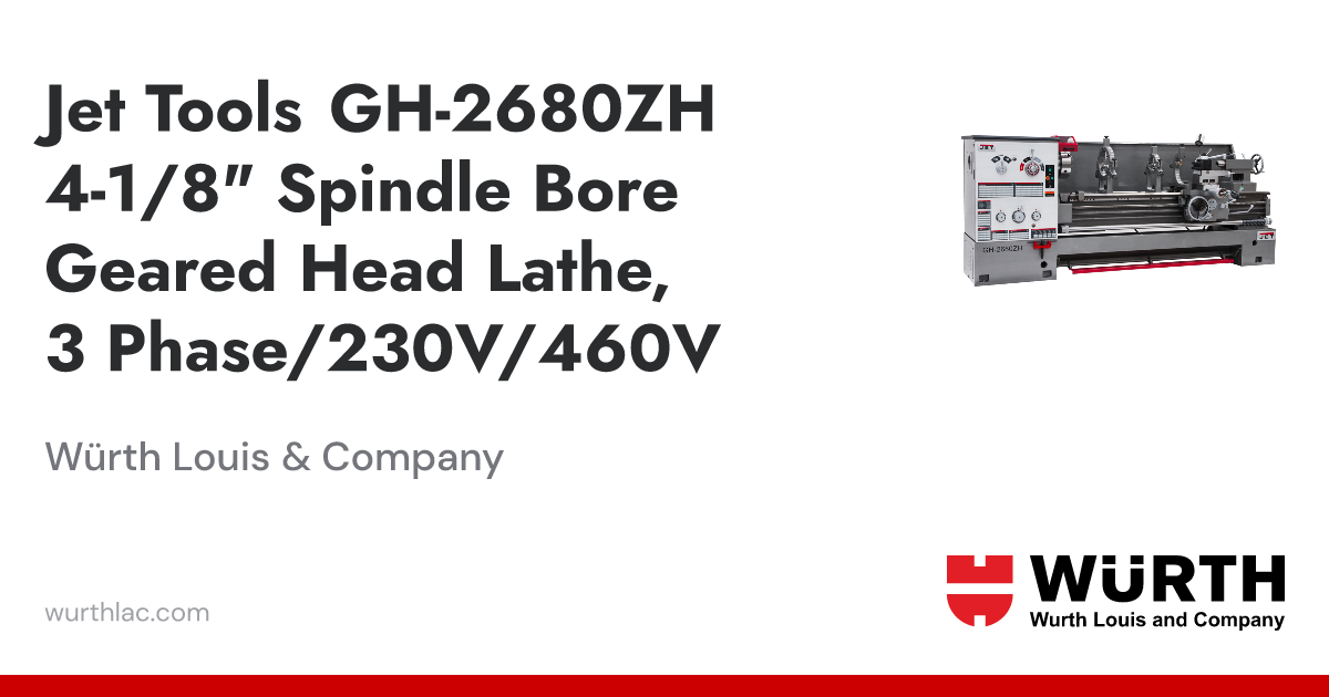 Jet Tools GH-2680ZH 4-1/8" Spindle Bore Geared Head Lathe, 3 Phase/230V ...