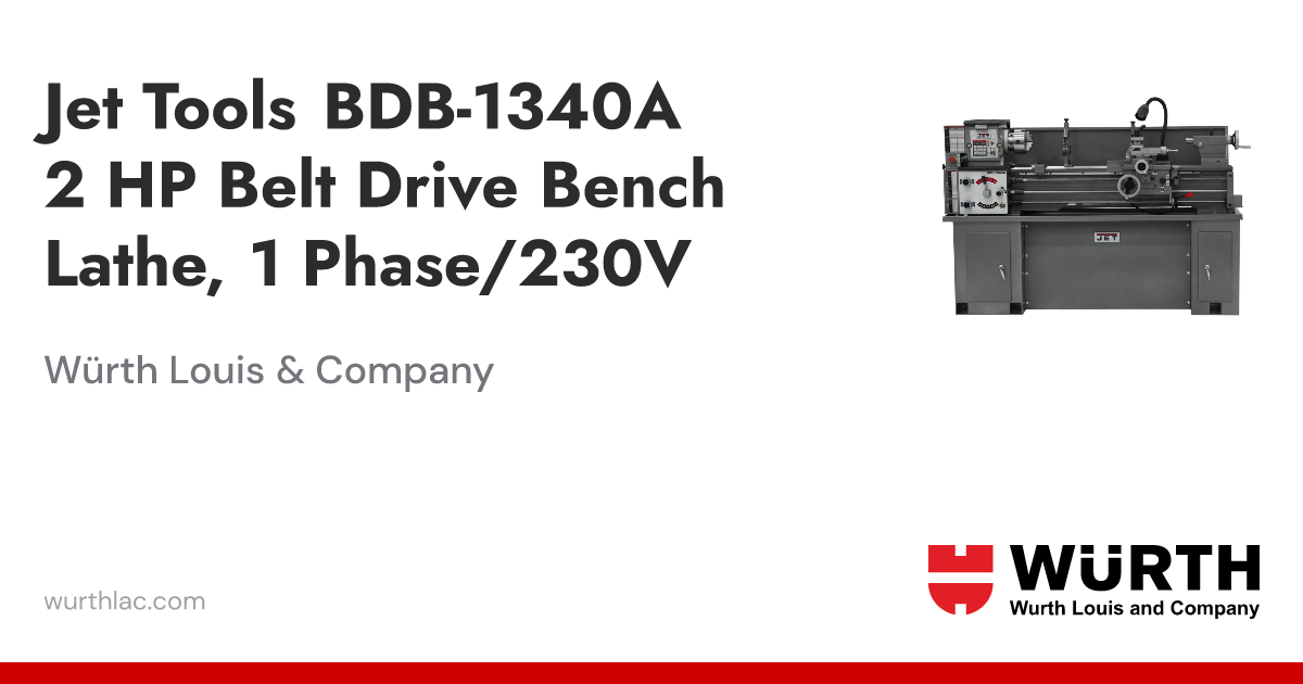 Jet Tools BDB-1340A 2 HP Belt Drive Bench Lathe, 1 Phase/230V | Würth ...