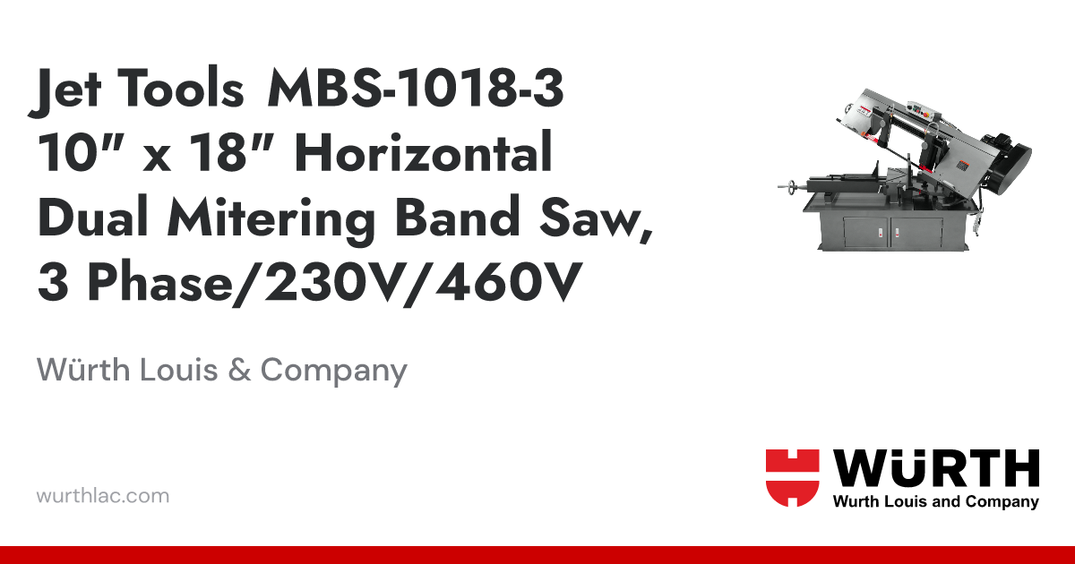 Jet Tools MBS-1018-3 10" x 18" Horizontal Dual Mitering Band Saw, 3 Phase/230V/460V | Würth ...